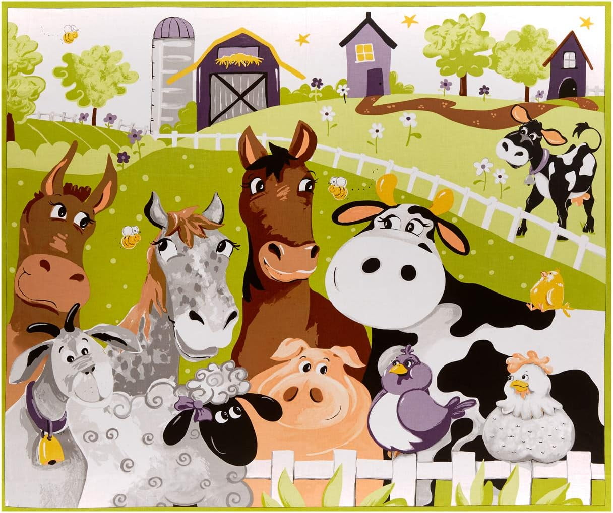 36" X 44" Panel Farm Animals Horses Cows Sheep Goats Pigs Chickens Kids ...