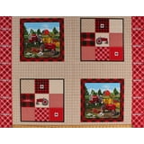 36" X 44" Panel McCormick Farmall Farm Tractor Barn Plaid Pillow Cotton ...