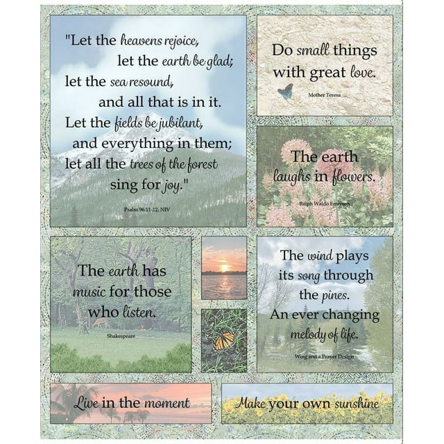 36" X 44" Panel Nature's Symphony Quotes Scriptures Cotton Fabric Panel ...
