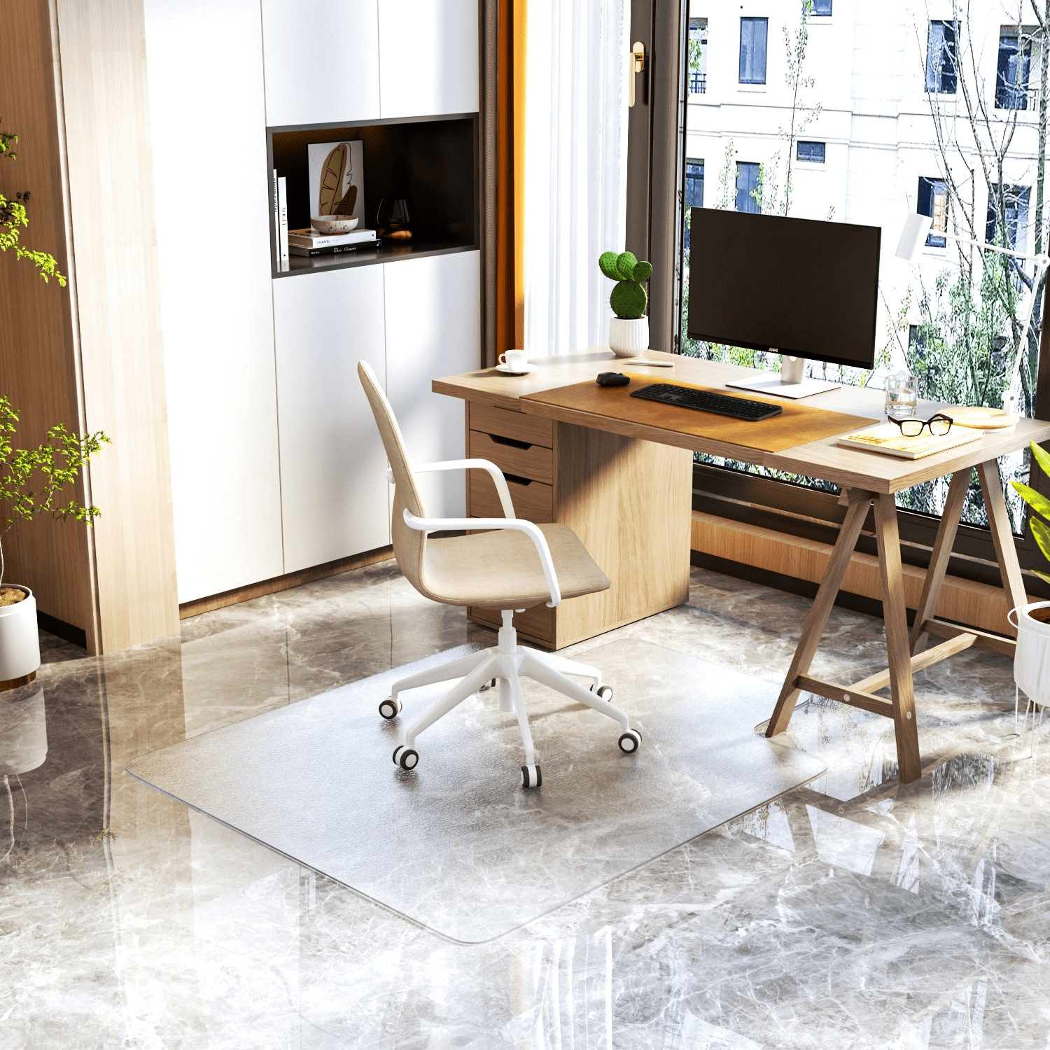 36" X 48" PVC Chair Mat with Lip for Hard Floor, Home Office Clear ...