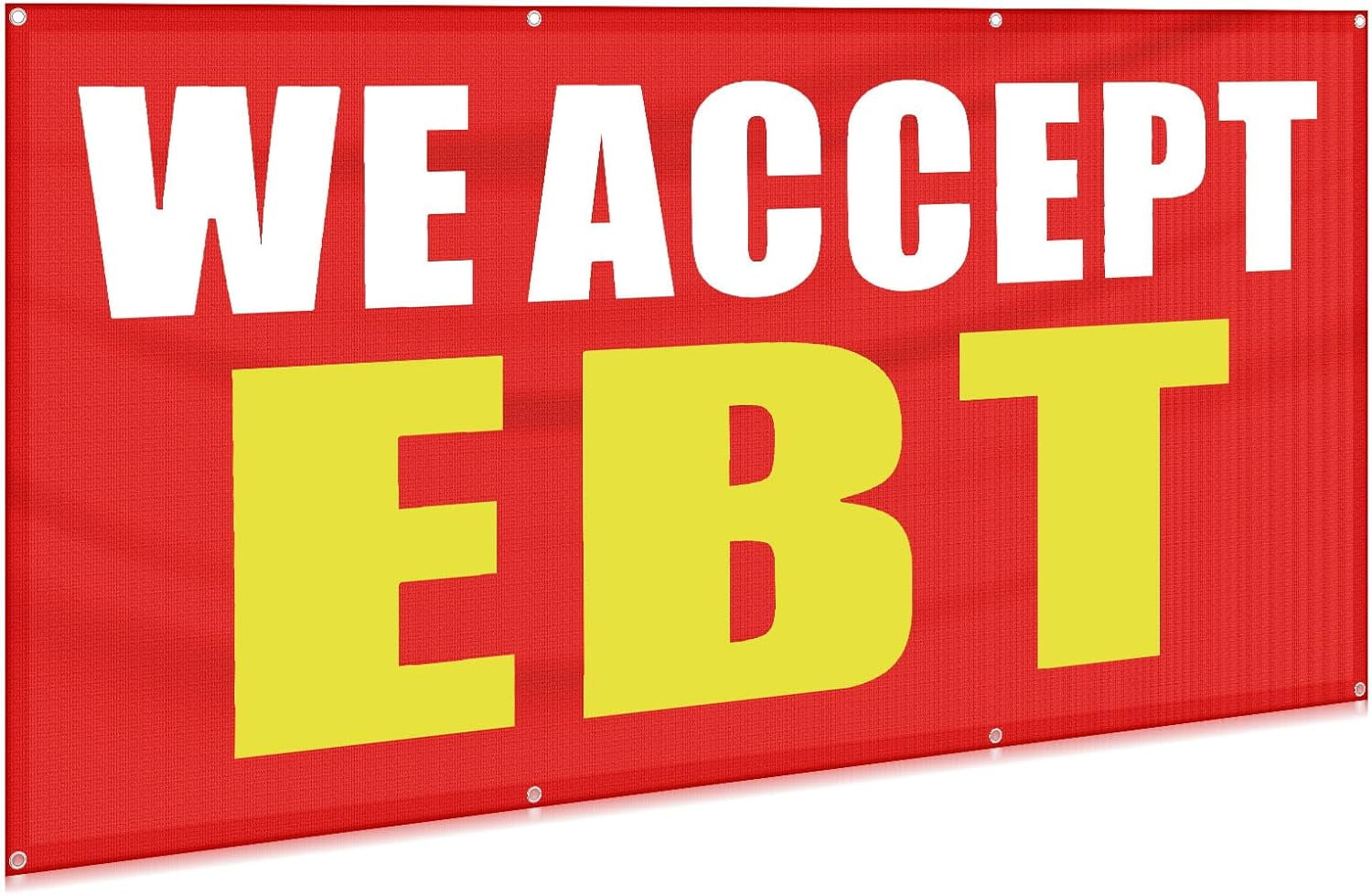 36 X 72 Inch We Accept EBT Banner with Grommets Weatherproof for Store ...
