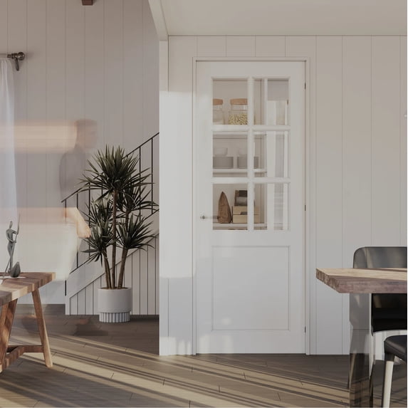 36" X 80" Interior 6-Lite Clear Glass Prehung Door Slab Primed White ...