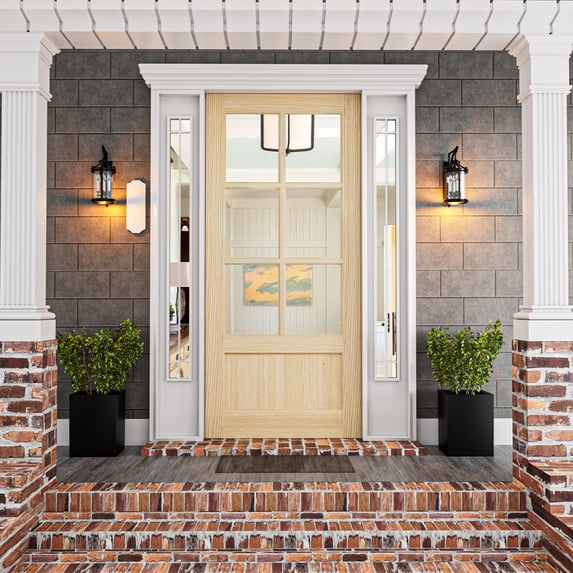 36" X 80" Unfinished solid core Pine Wood Double-Grid Transparent Clear ...