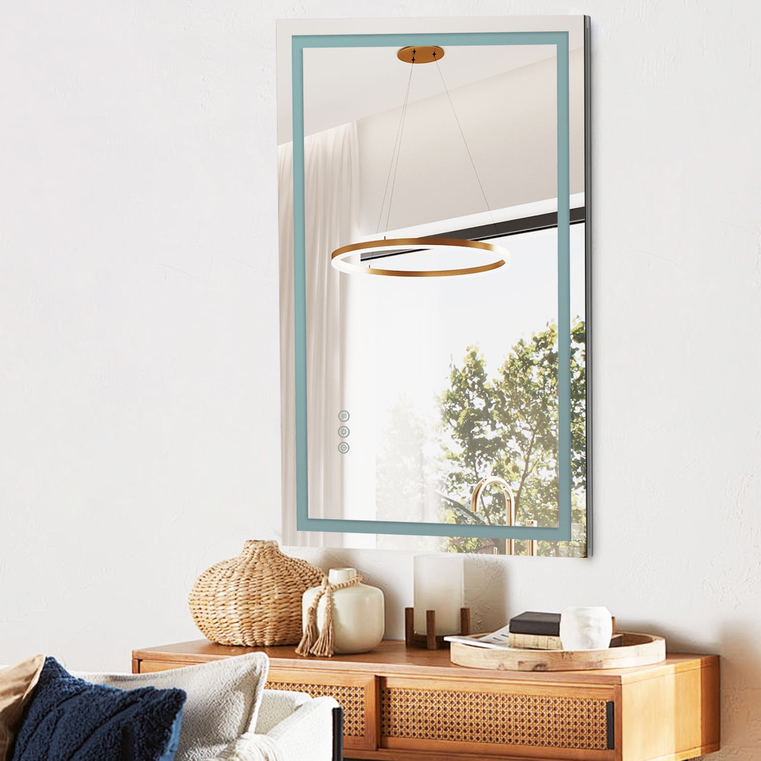 36"X24" Frameless Bathroom LED Mirror,Anti-Fog,Dimmable,Wall Mounted ...