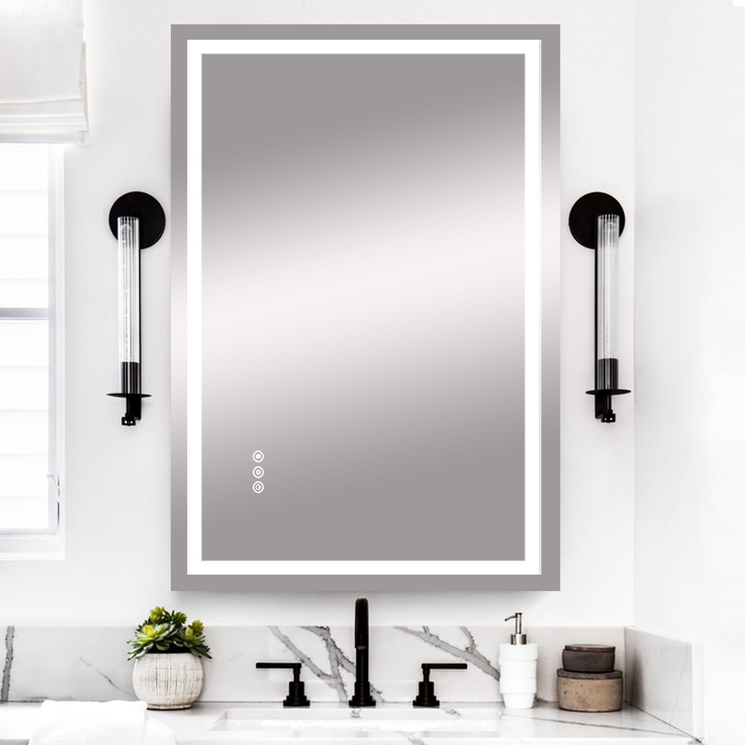 36"X28" Frameless Bathroom LED Mirror,Anti-Fog,Dimmable,Wall Mounted ...