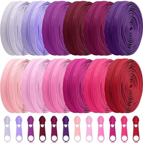 36 Yards 12 Pieces #5 Sewing Zippers Tapes Assorted Nylon Lightweight ...