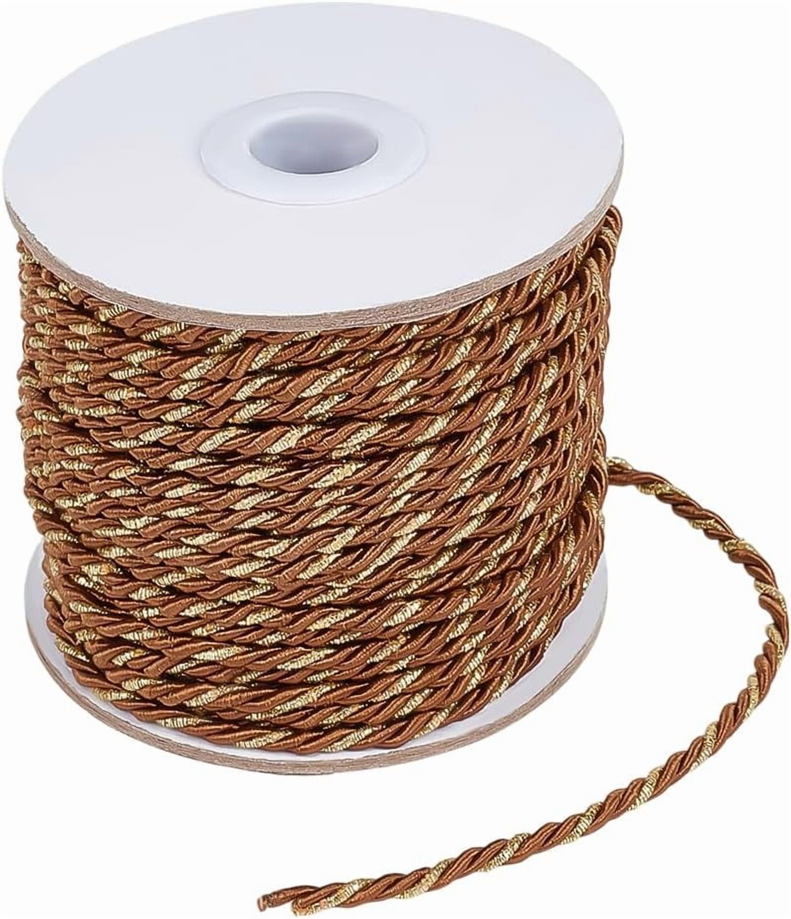 36 Yards 3-Ply Twisted Cord 3mm Metallic Rope Brown Decorative Cord ...