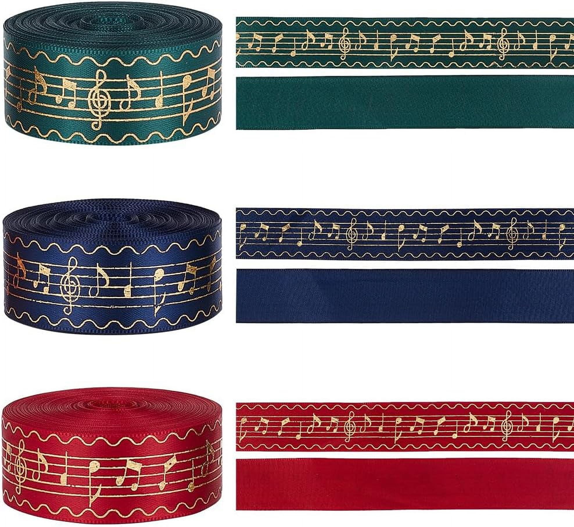 36 Yards Satin Musical Notes Ribbon 3 Colors Single Face Ribbon 1 Inch ...