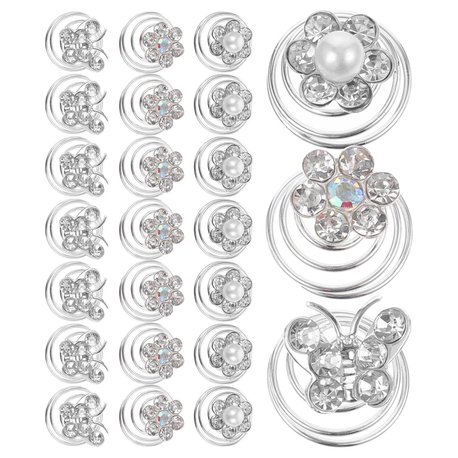 36 in 1 Rhinestone Spiral Hair Pin Set Mini Hair Clips for Wedding ...