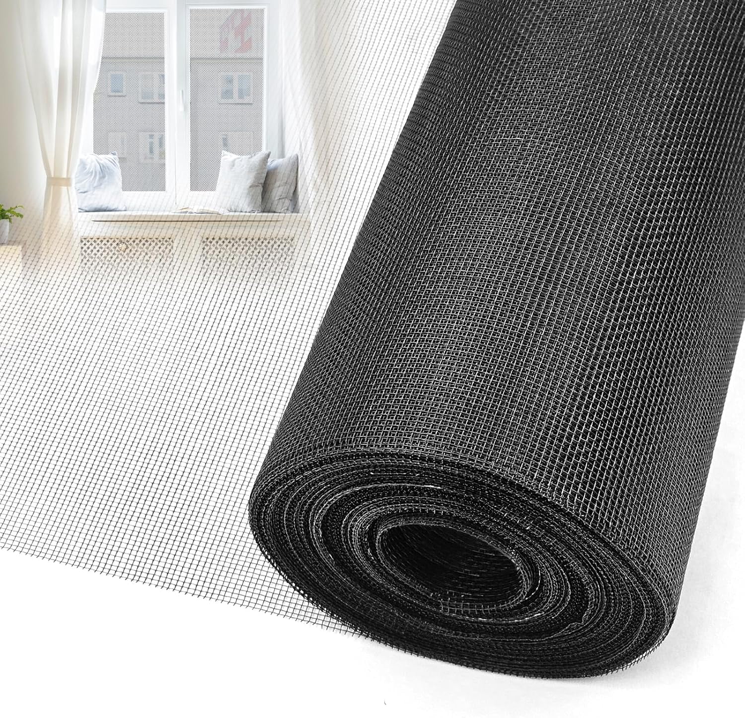 36 in × 100 ft Window Screen Mesh, Fiberglass Replacement, Mesh Roll ...