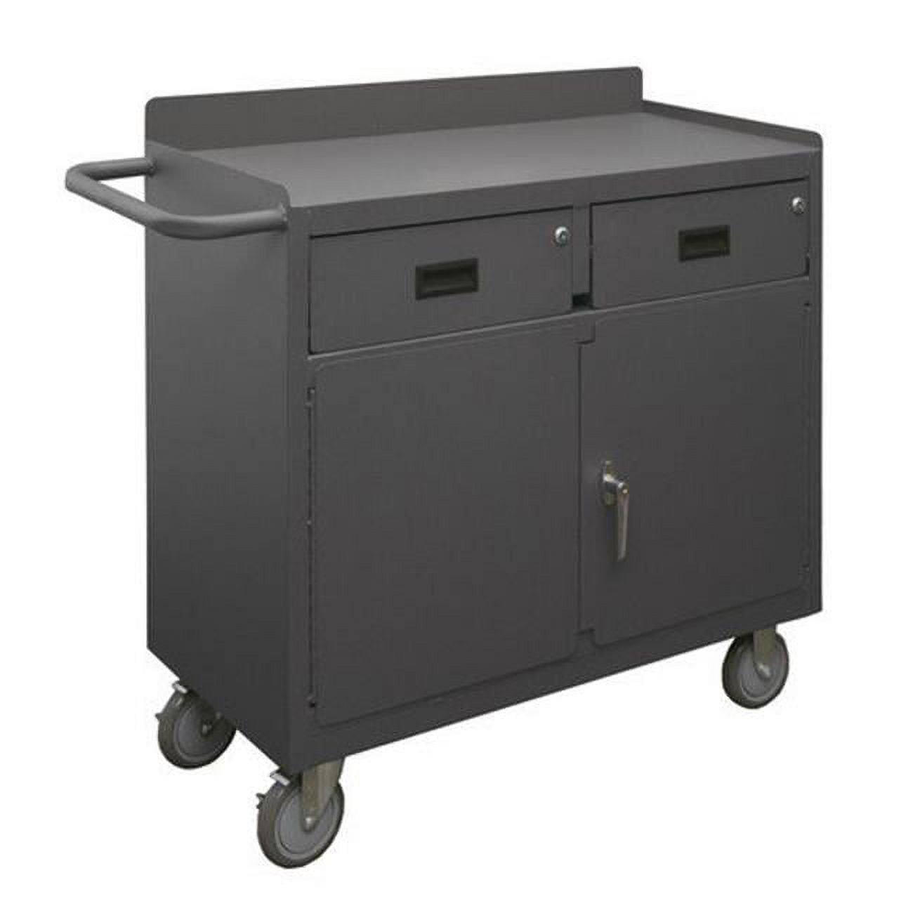 36 in. 16 Gauge Lockable Mobile Bench Storage Cart with 3 Shelves ...