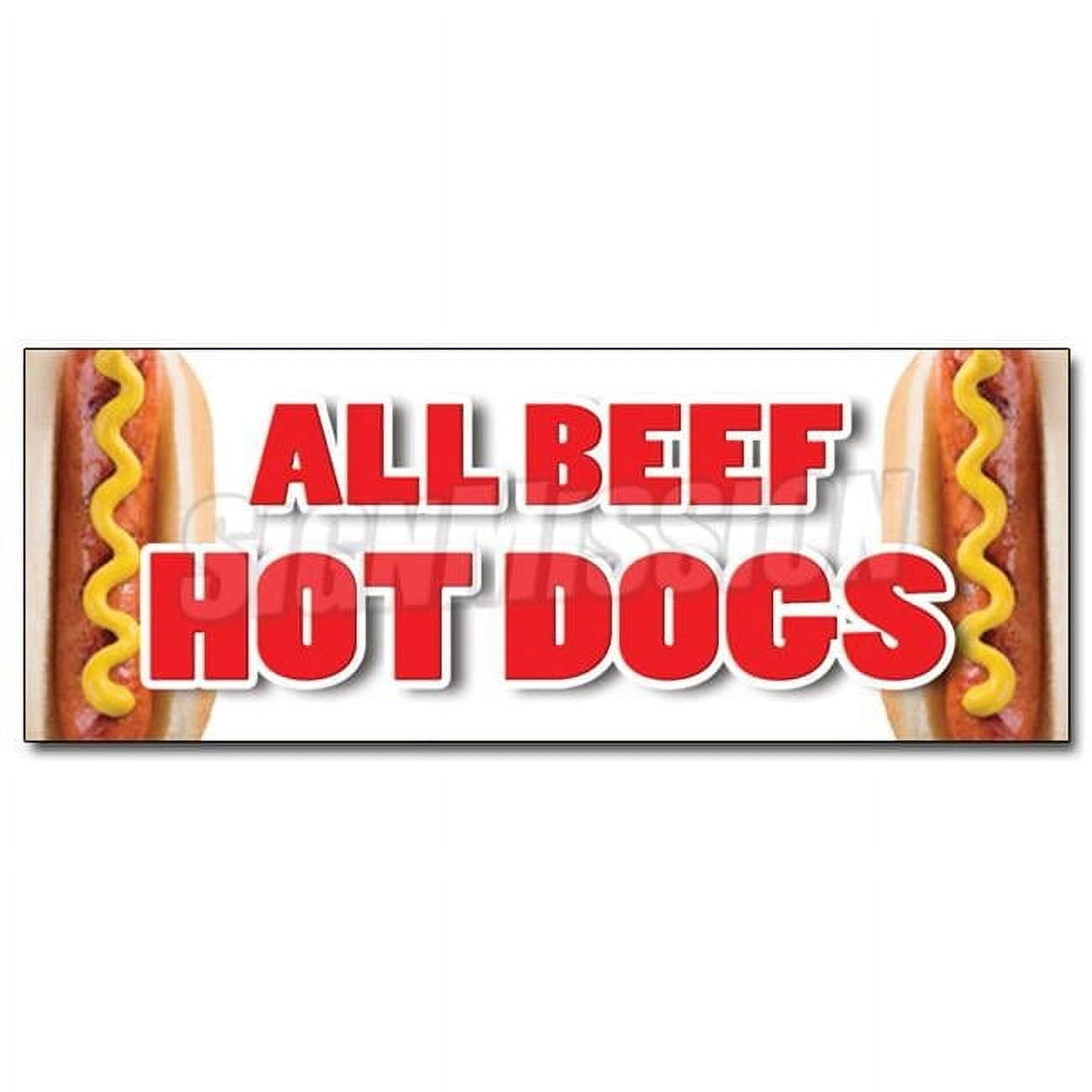 36 in. All Beef Hot Dogs Decal Sticker - Red Hots Weiner Franks Burgers ...