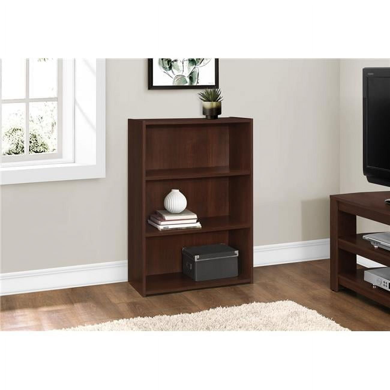 36 in. Bookcase with 3 Shelves - Cherry - Walmart.com