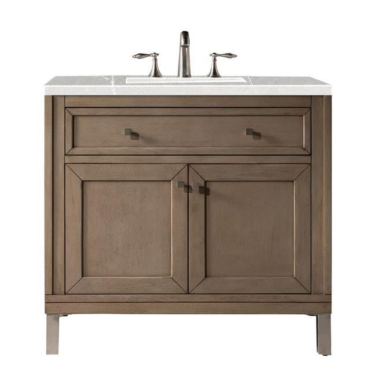 36 in. Chicago Single Vanity with 3 CM Eternal Serena Quartz Top ...