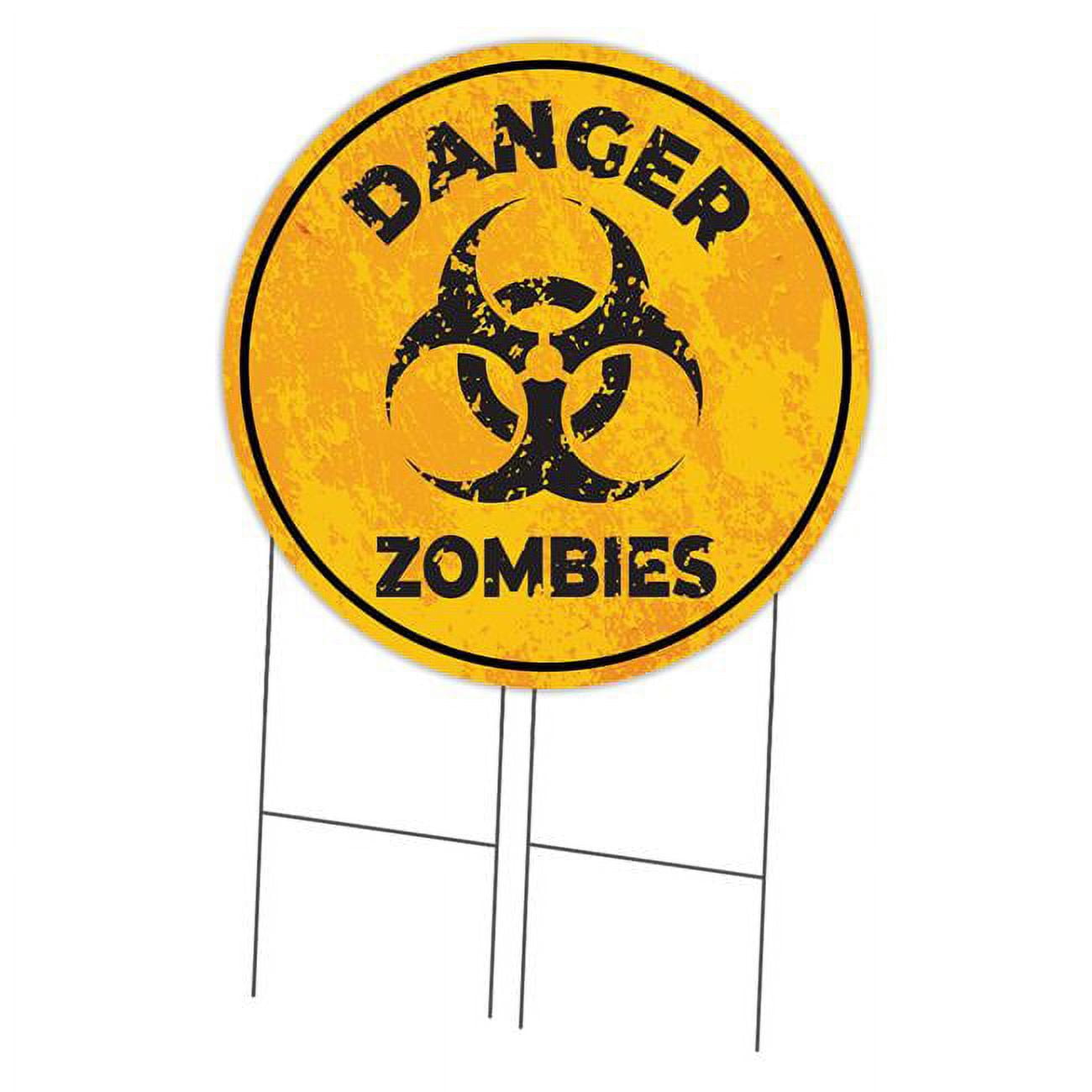 36 in. Corrugated Circular Plastic Sign with Stakes - Danger Zombies ...