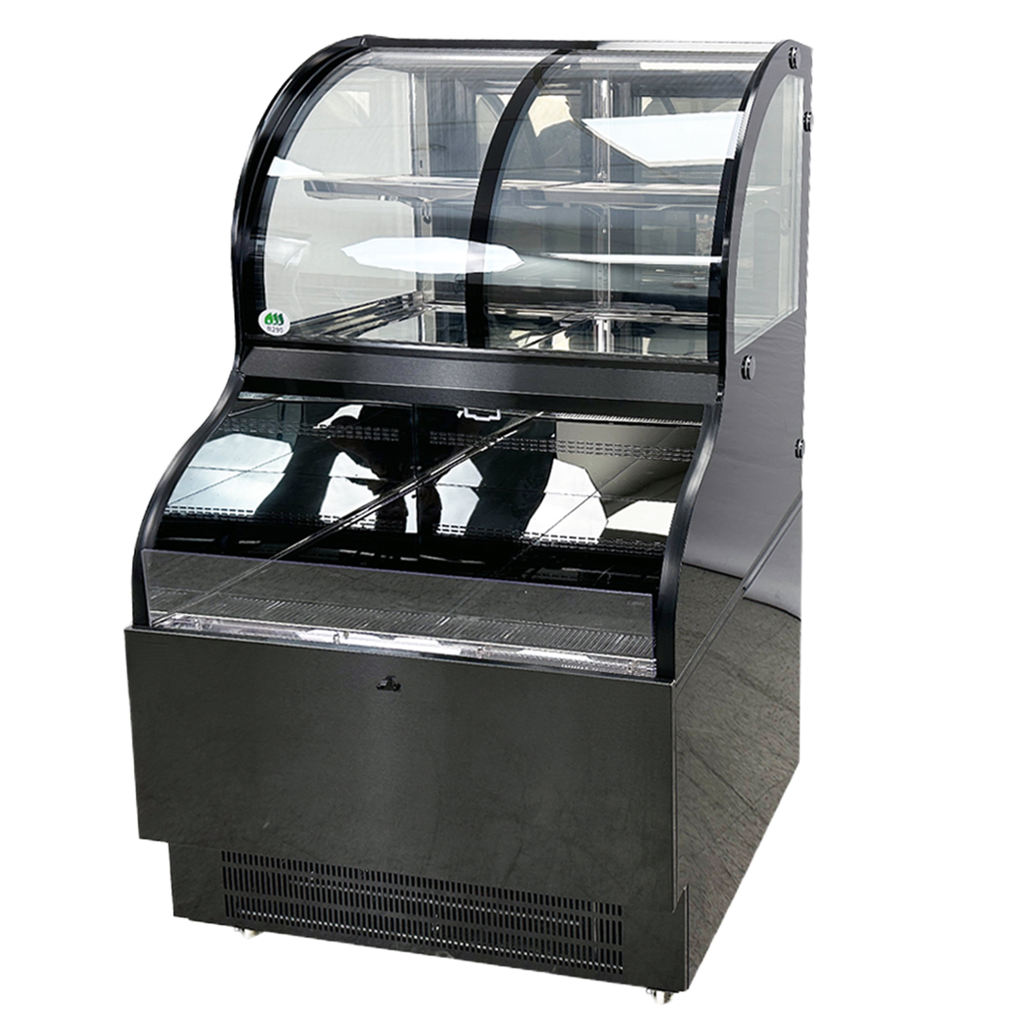 36 in. Curved Glass Dual Service Refrigerated Floor Display Case 12.5 ...