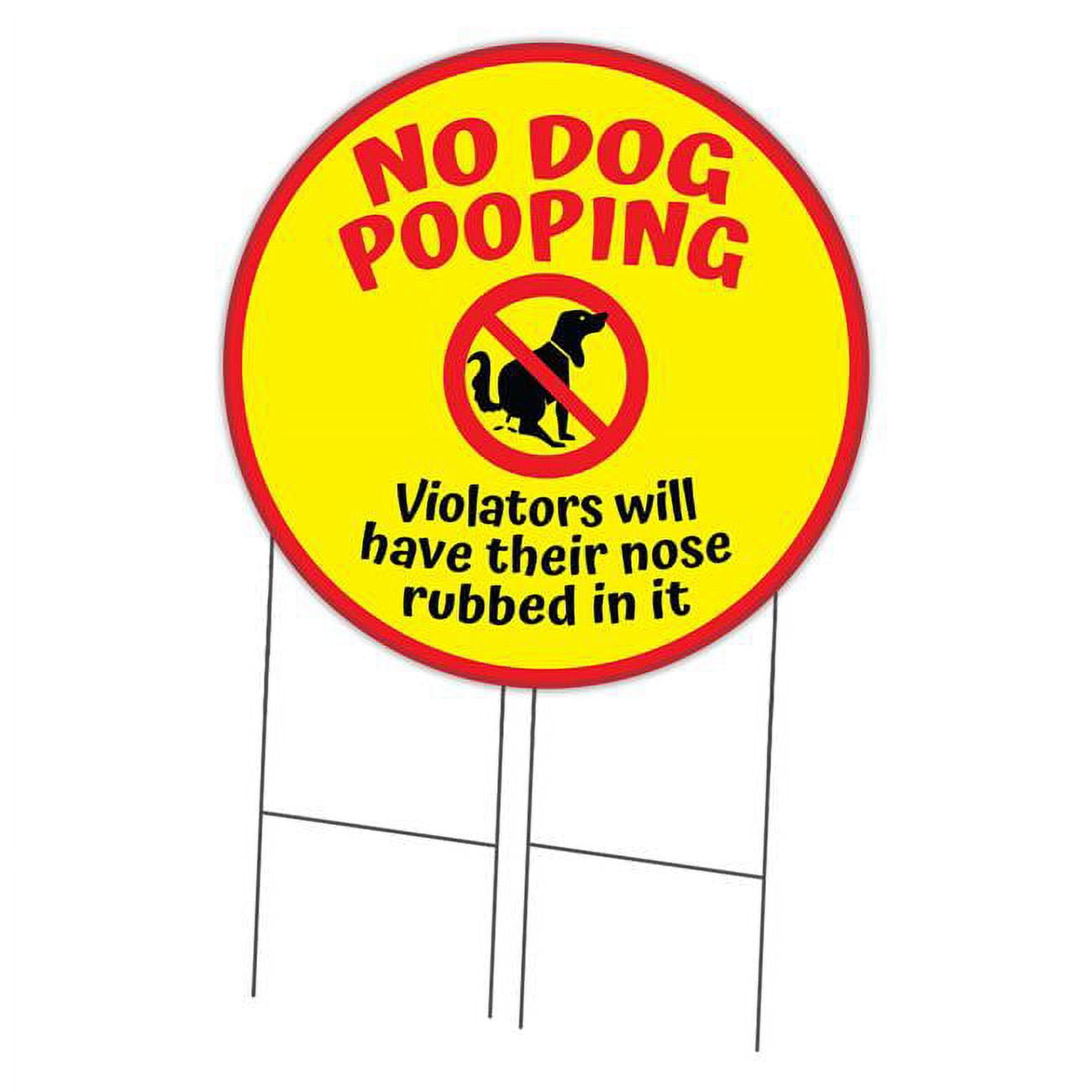 36 in. Double Sided Corrugated Circular Plastic Sign - No Dog Pooping ...