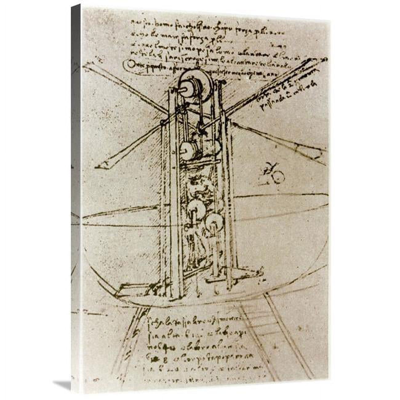 36 in. Drawing of a Flying Machine Art Print - Leonardo Da Vinci ...