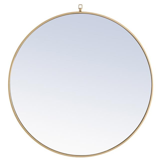 36 in. Eternity Metal Frame Round Mirror with Decorative Hook, Brass ...