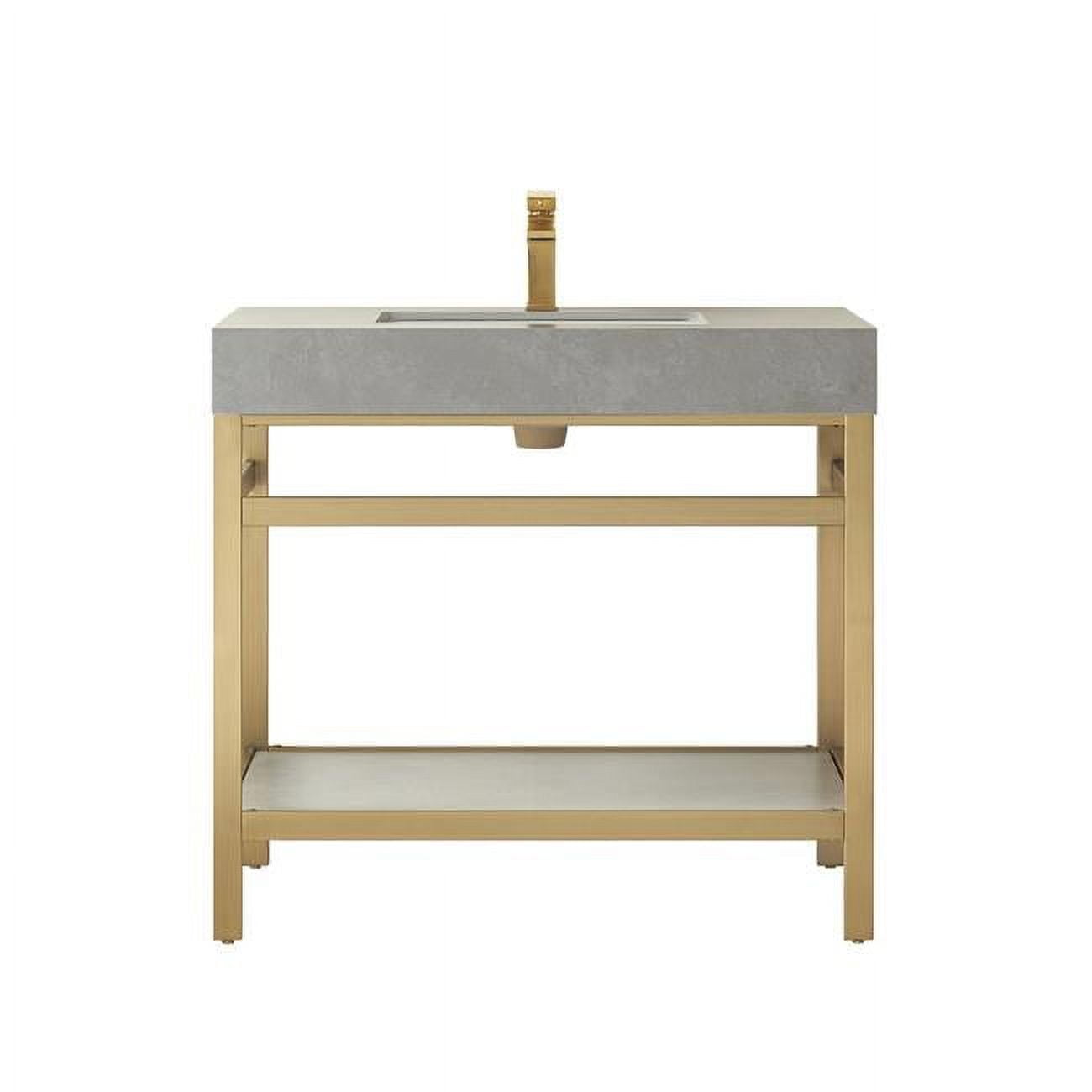 36 in. Funes Single Sink Bathroom Vanity, Brushed Gold Metal Support ...