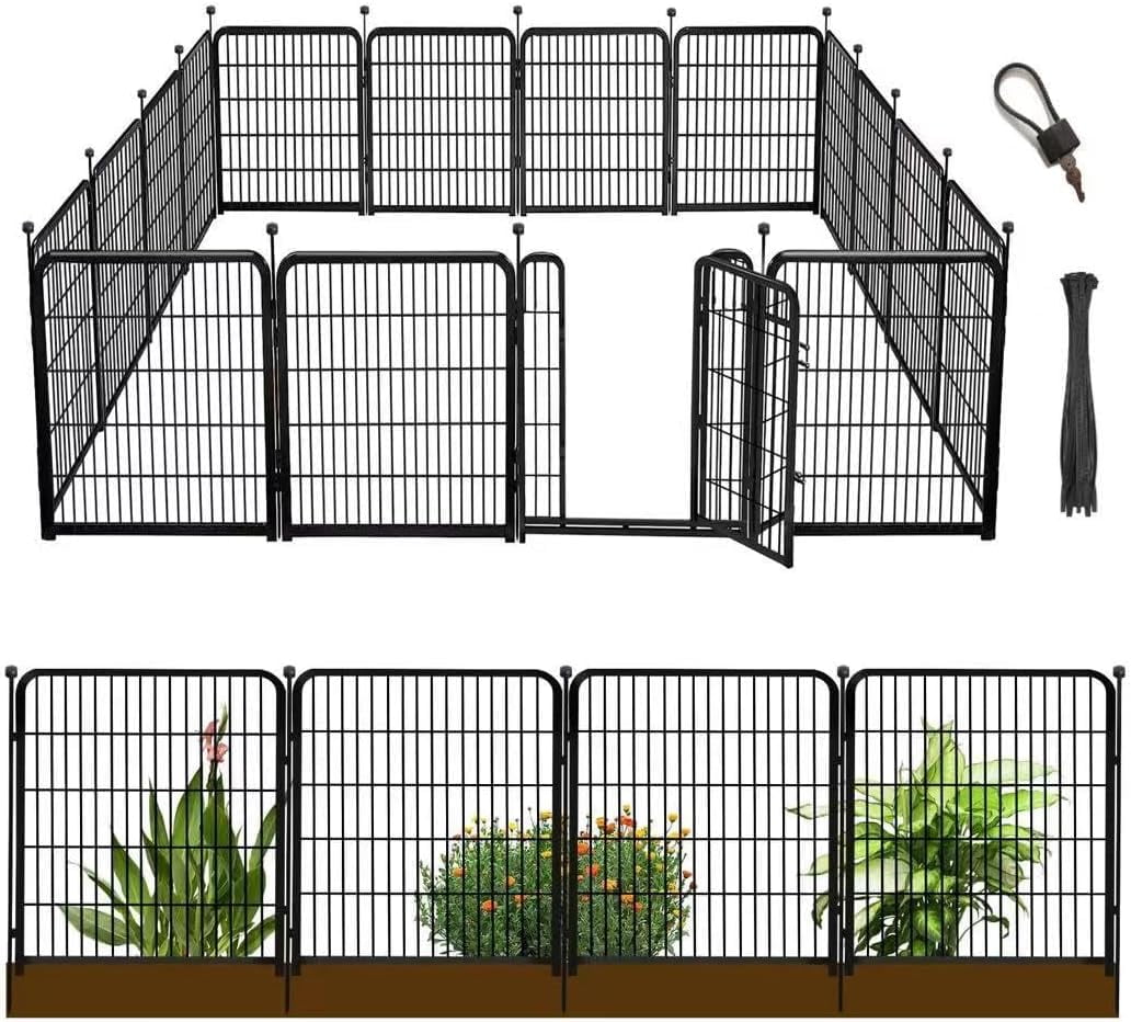 36 in(H) Garden Fence, Wide Gate Low Threshold, 10 Panels Total 22.1 Ft ...