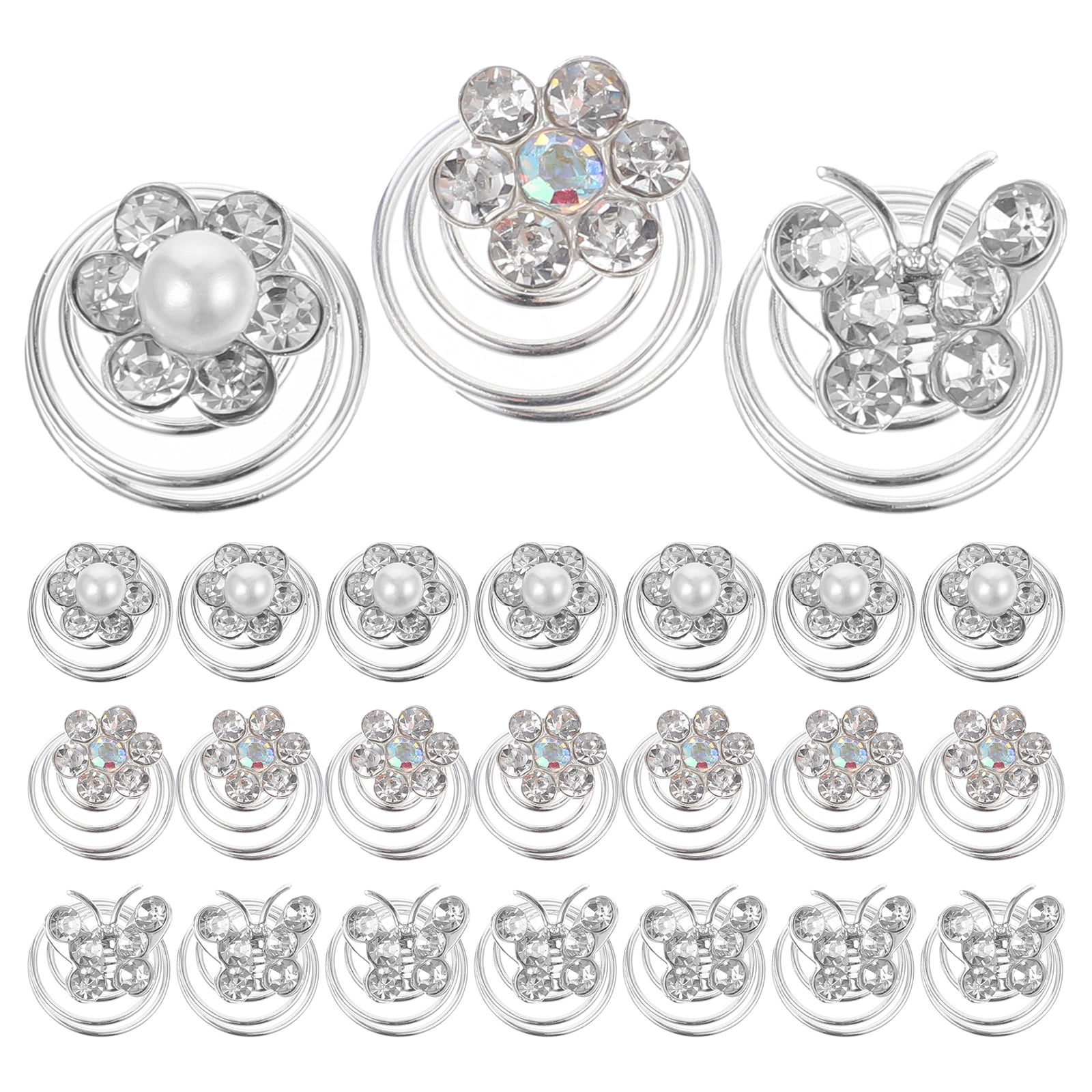 36 in Identification Sticker Gems Spiral Hair Clips Prom Accessories ...