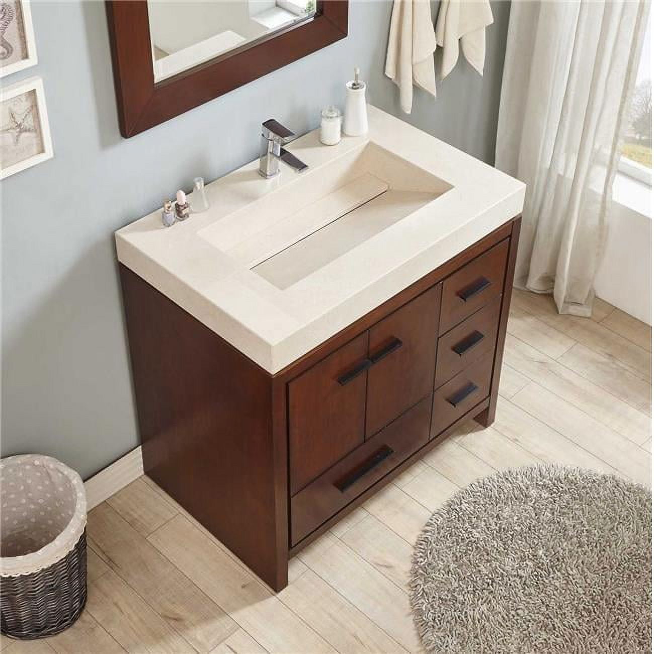 36 in. Nadia Red Chesnut Single Vanity with Ramp Style Sink - Walmart.com