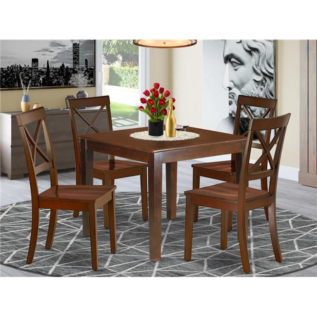 36 in. Oxford Square Dining Table & 4 Wood Seat Dining Chairs ...