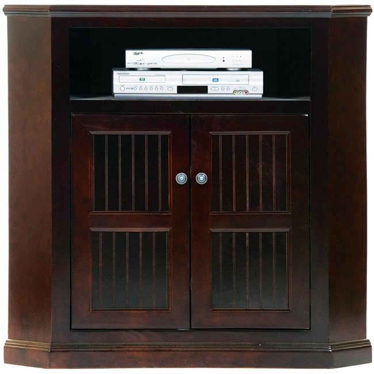 36 in. Poplar Tall Corner TV Stand with 2 Bead Board Doors, European ...