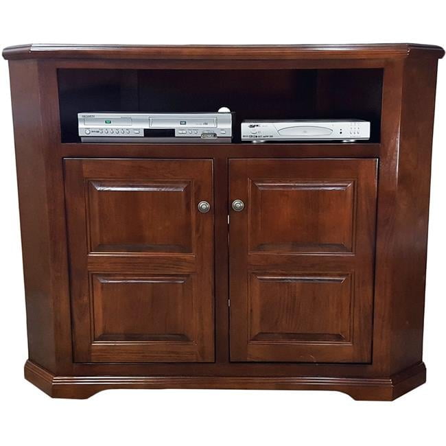 36 in. Poplar Tall Corner TV Stand with 2 Raised Panel Doors, European ...