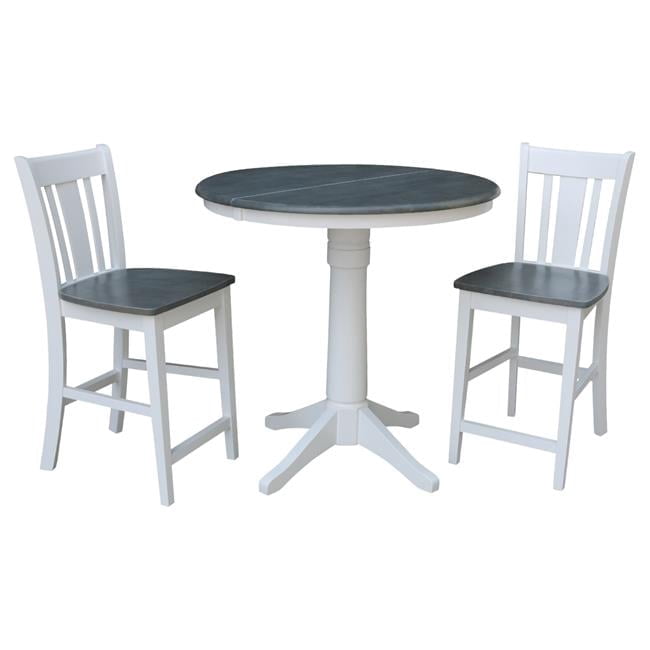 36 in. Round Extension Dining Table with 2 San Remo Counter Height ...