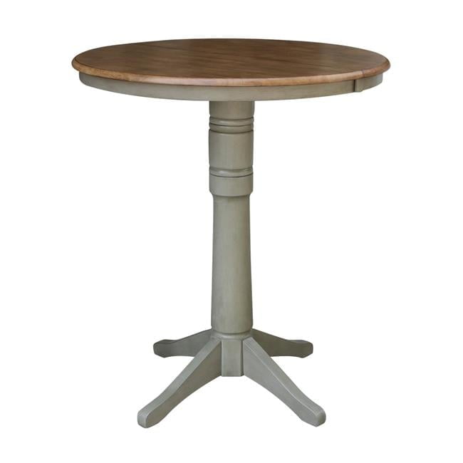 36 in. Round Top Pedestal Bar Height Table with 12 in. Leaf, Hickory ...