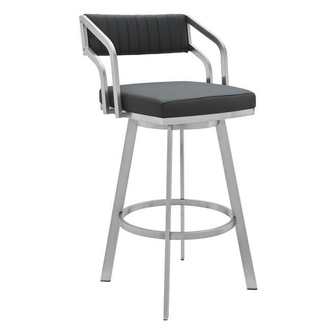 36 in. Scranton Swivel Modern Metal & Slate Grey Faux Leather Bar ...