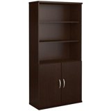 36 in. Series C 5 Shelf Bookcase with Doors - Mocha Cherry - Walmart.com