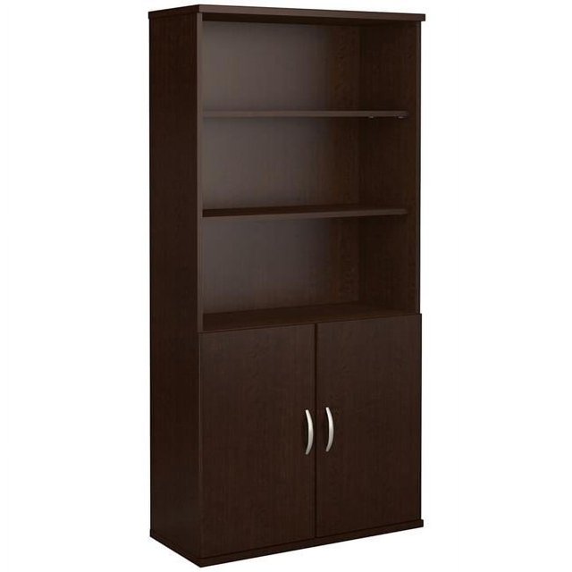 36 in. Series C 5 Shelf Bookcase with Doors - Mocha Cherry - Walmart.com