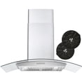 36 in. Vista Collection Ductless Wall Mount Range Hood, Button Controls ...