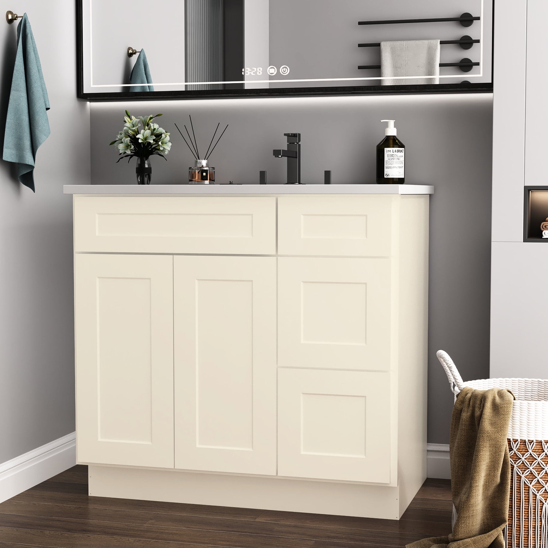 36 in. W x 21 in. D x 34.5 in. H Floor Vanity Sink Base | Whisper-Quiet ...