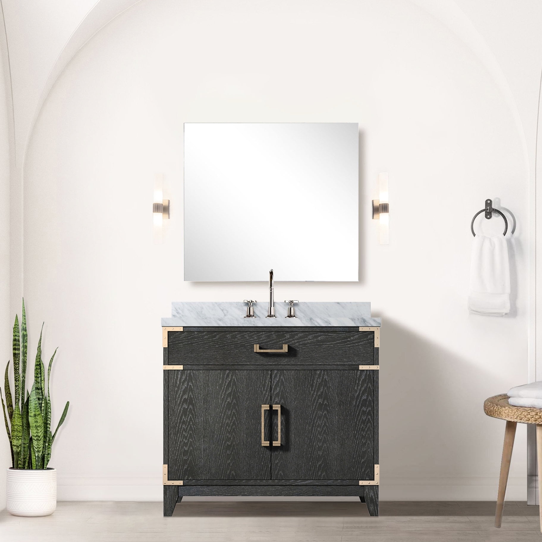 36 in. Wide Vanity with Carrara Marble and Mirror | Single Bathroom ...