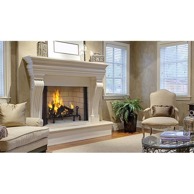 36 in. Wood Burning Masonry Fireplace, Ivory Split Herringbone ...
