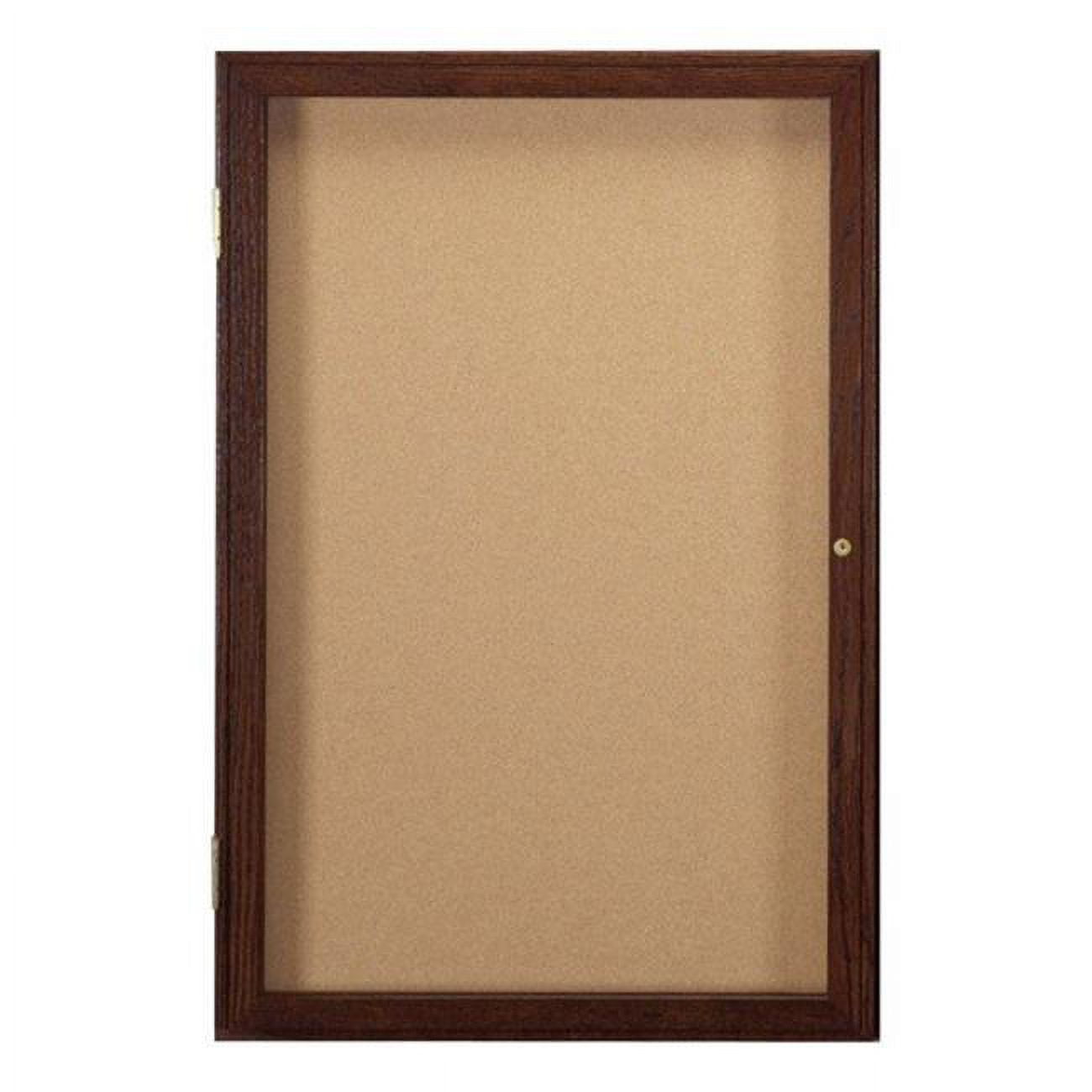 36 in. x 36 in. 1-Door Wood Frame Walnut Finish Enclosed Tackboard ...
