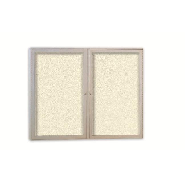 36 in. x 48 in. 2-Door Satin Aluminum Frame Enclosed Vinyl Tackboard ...