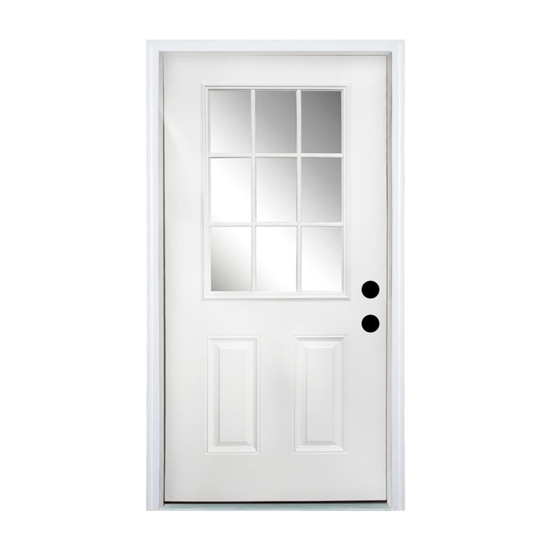36 in" x 80 in" 2 Panel Left-Hand 9 Lite Clear Glass White Primed ...