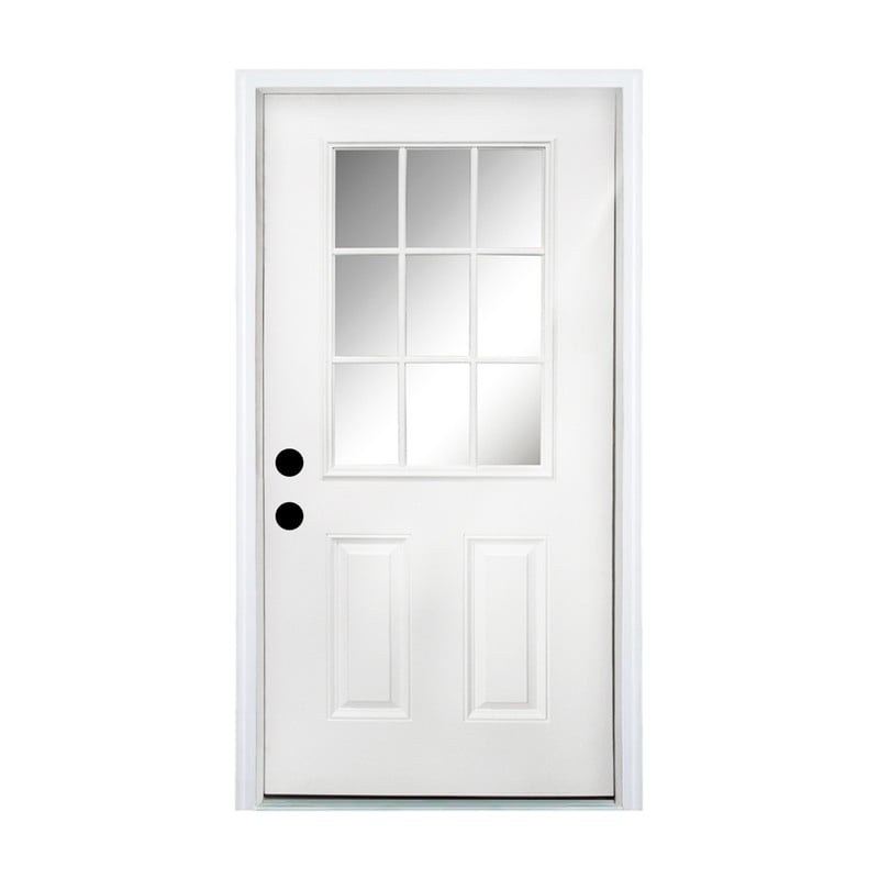 36 in" x 80 in" 2 Panel Right-Hand 9 Lite Clear Glass White Primed ...