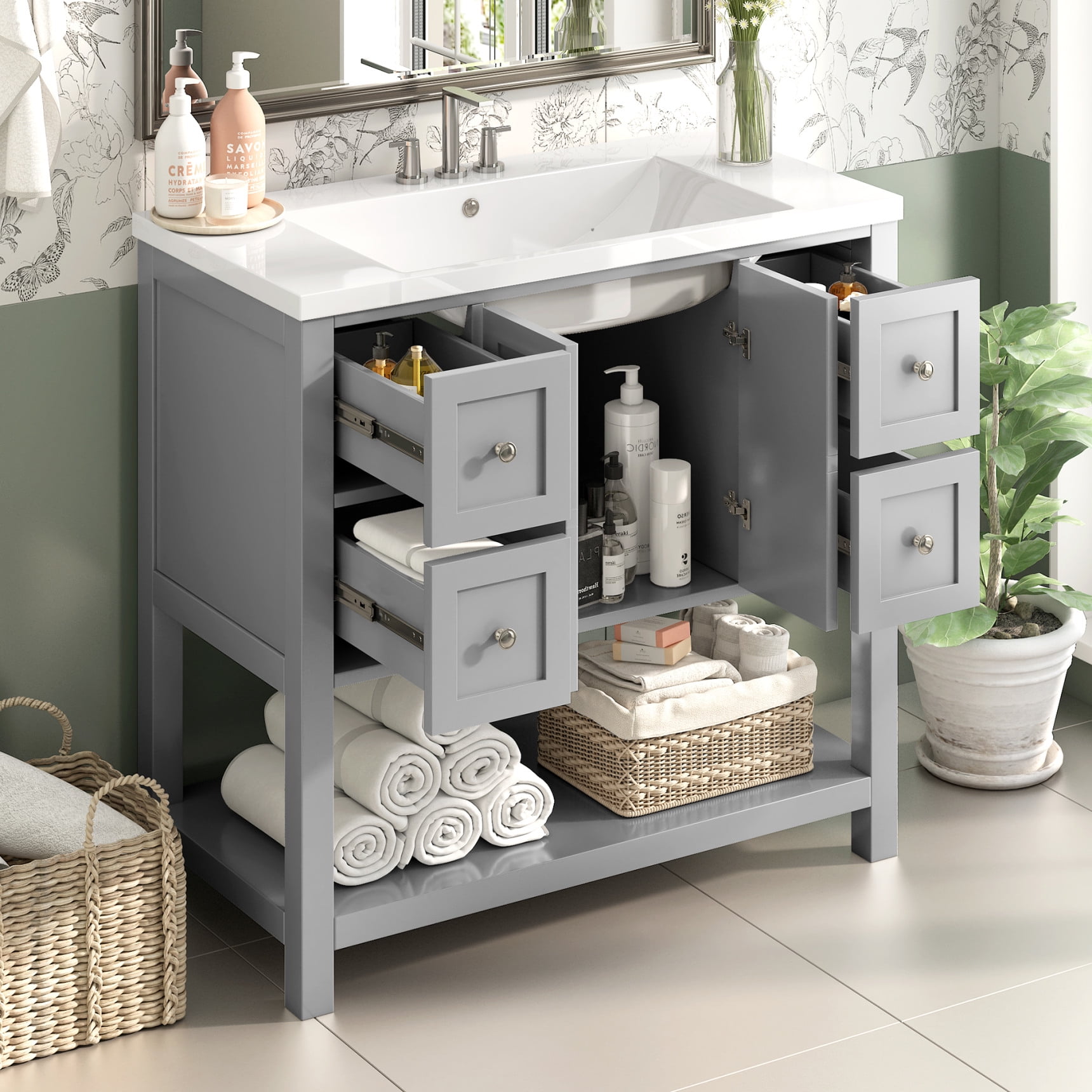 36 inch Bathroom Vanity with Sink, Bathroom Vanities with Storage ...