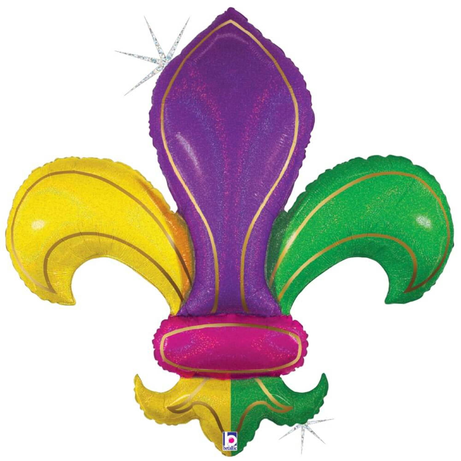 36 inch Colorful Fleur De Lis Betallic Foil Mylar Balloon - Party ...