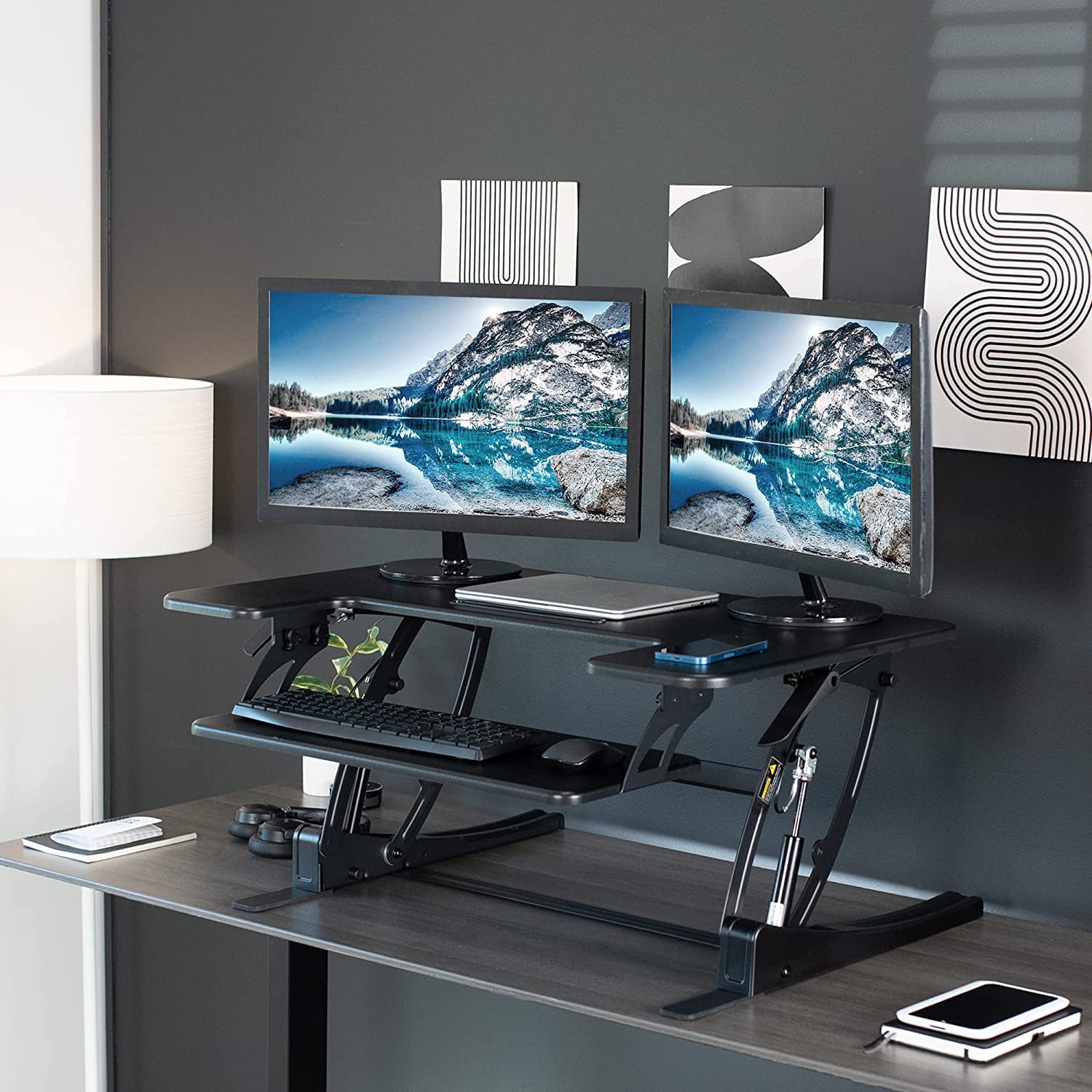 36 inch Height Adjustable Stand Desk Converter, V Series, Quick Sit to ...