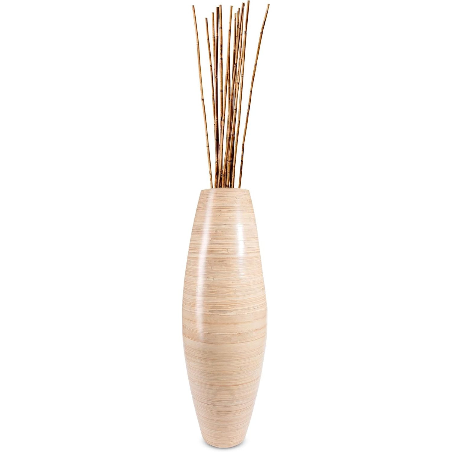 36-inch Natural Bamboo Cylinder Floor Vase, Retains Authentic Bamboo ...