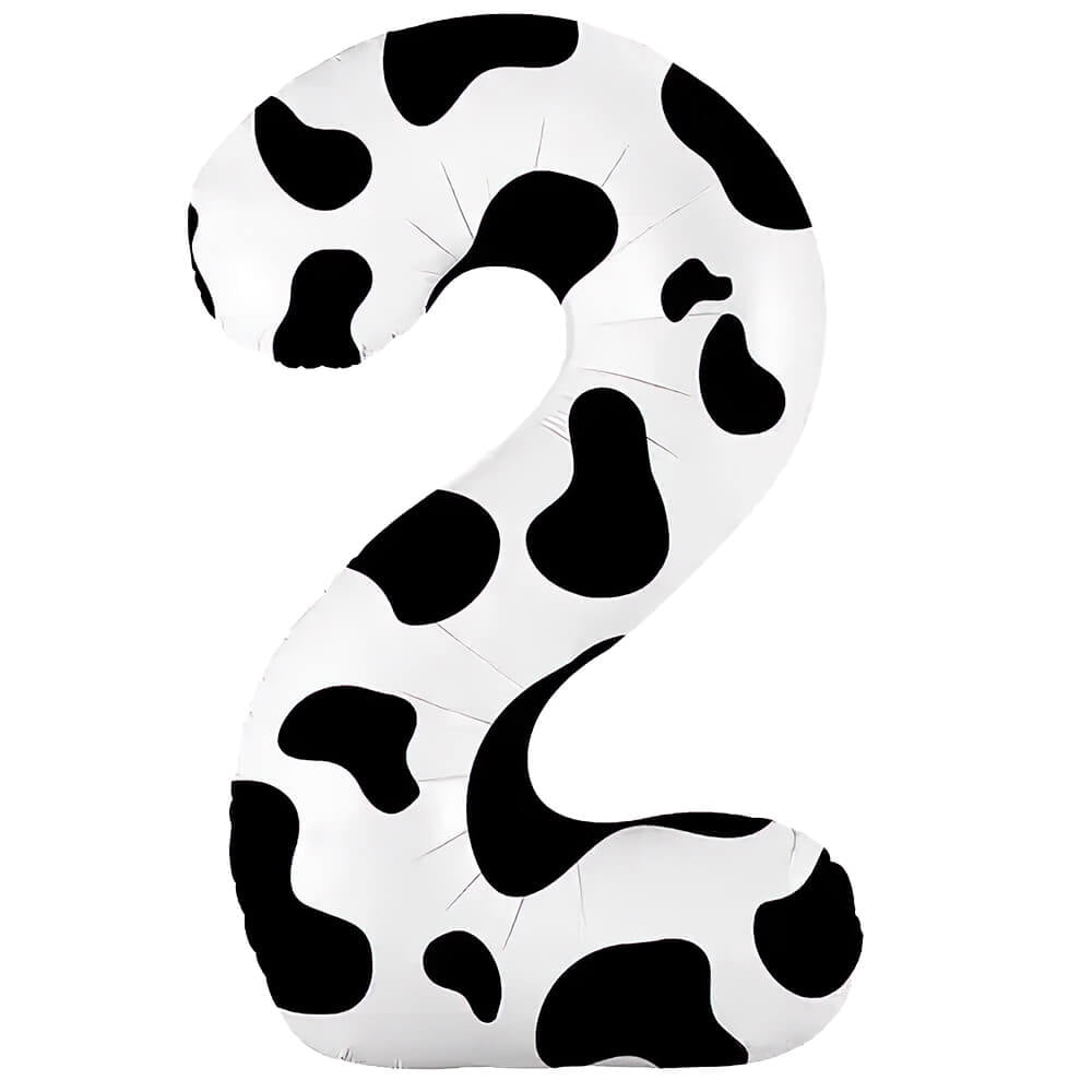 36 inch Number 2 - Cow Print Foil Mylar Balloon - Party Supplies ...