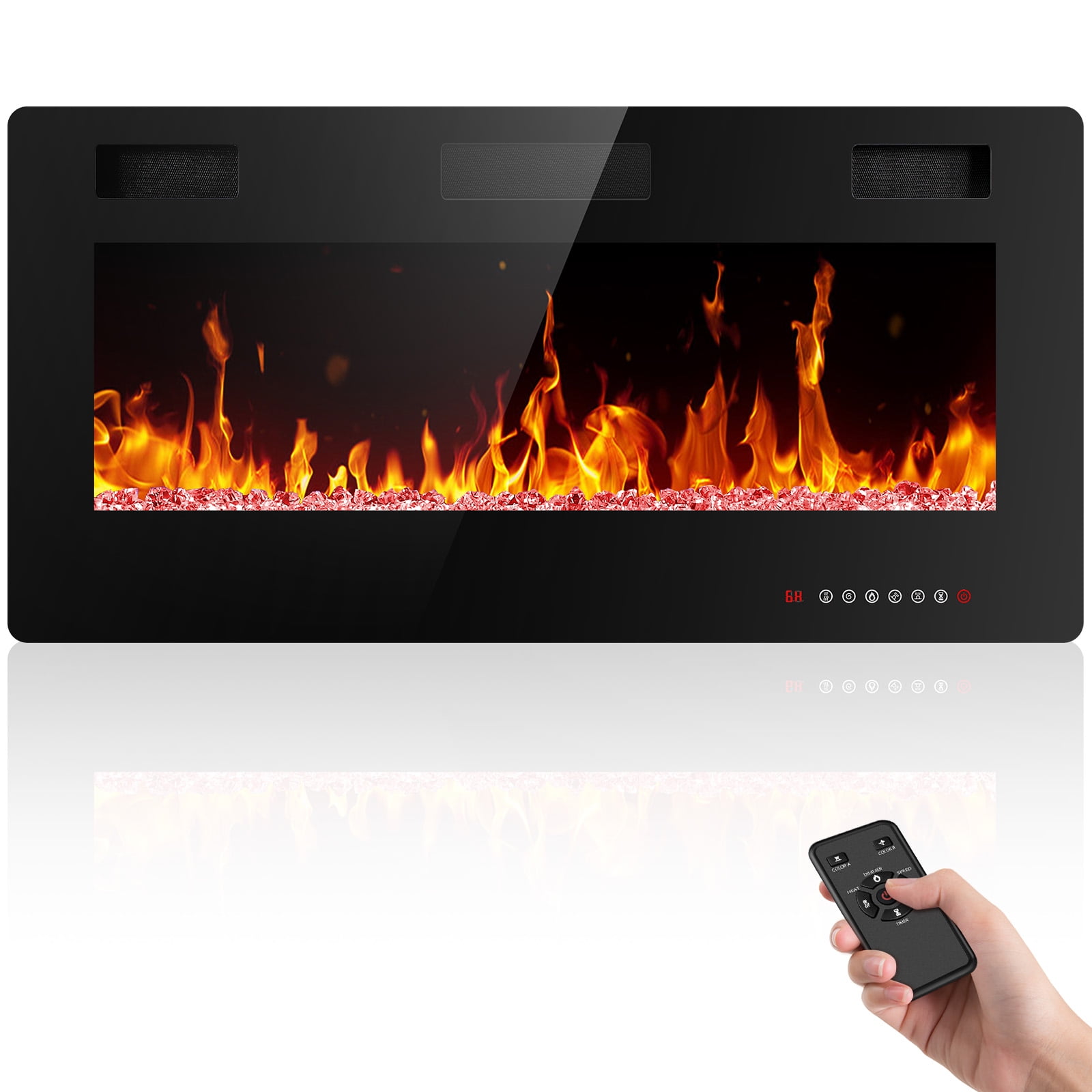 36 inch Recessed and Wall Mounted Electric Fireplace, Ultra Thin ad Low ...
