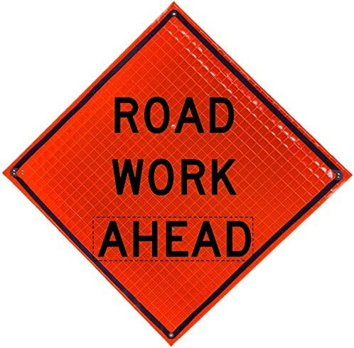 36 inch Reflective Super Bright Fluorescent Orange Roll-Up Sign. Legend ...